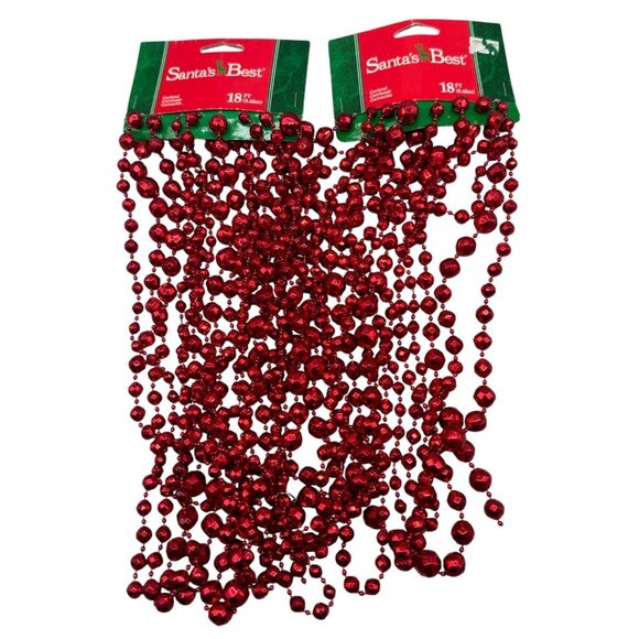 Santa'S Best | Holiday | Set Of 2 Santas Best 8 Ft Red Beaded Garland ...